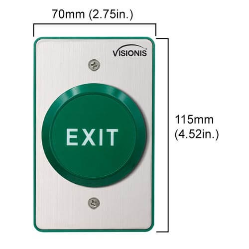 VIS-7100 - Green with LED Square Request to Exit Button with Timer Delay for Door Access Control ...