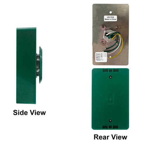 VIS-7100 - Green with LED Square Request to Exit Button with Timer Delay for Door Access Control ...